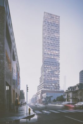 High-rise with metal façade was designed by the community ...