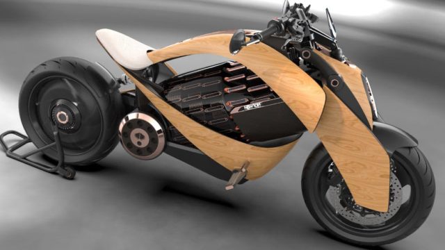 An electric motorcycle made of curved wood - MaterialDistrict