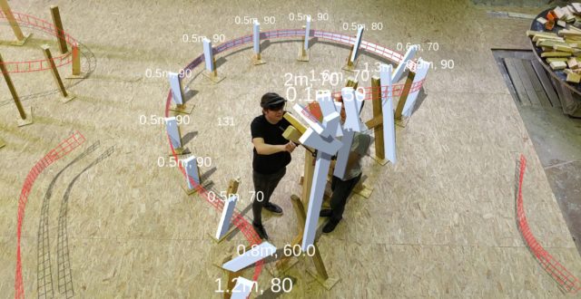 A steam-bent hardwood pavilion made with AR - MaterialDistrict