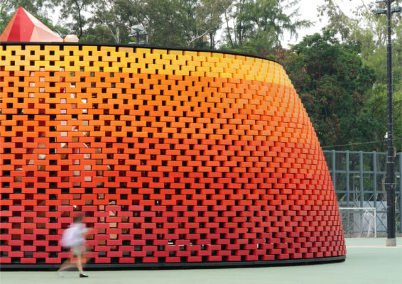 A pavilion made of recycled plastic bricks - MaterialDistrict