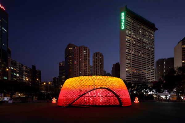 A pavilion made of recycled plastic bricks - MaterialDistrict