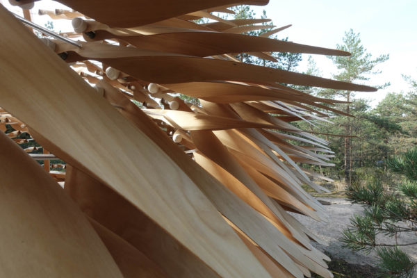 A kinetic structure made of wood - MaterialDistrict