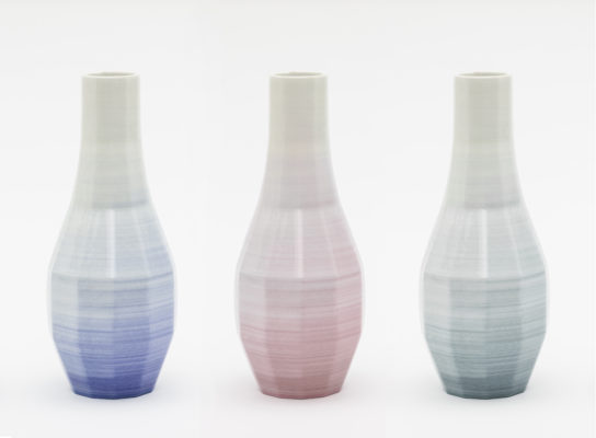 3D printed concrete gradient furniture and ceramic vases - MaterialDistrict