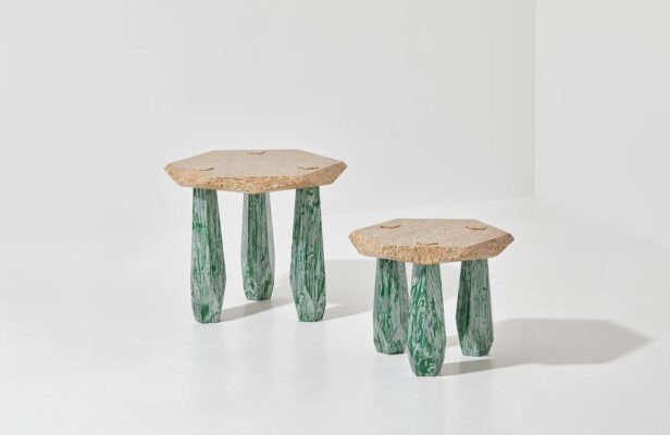 Stacked tables made of engineered waste wood - MaterialDistrict