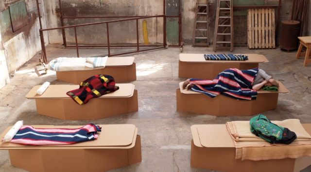 An emergency bed made of cardboard - MaterialDistrict