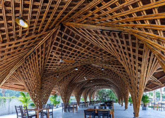 A dining hall made of bamboo - MaterialDistrict
