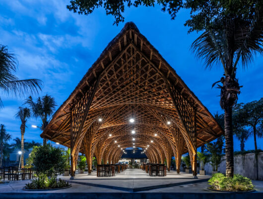 A dining hall made of bamboo - MaterialDistrict
