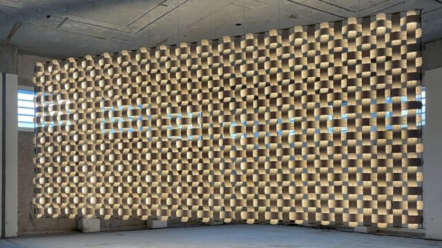 A woven lighting structure made of birch wood - MaterialDistrict