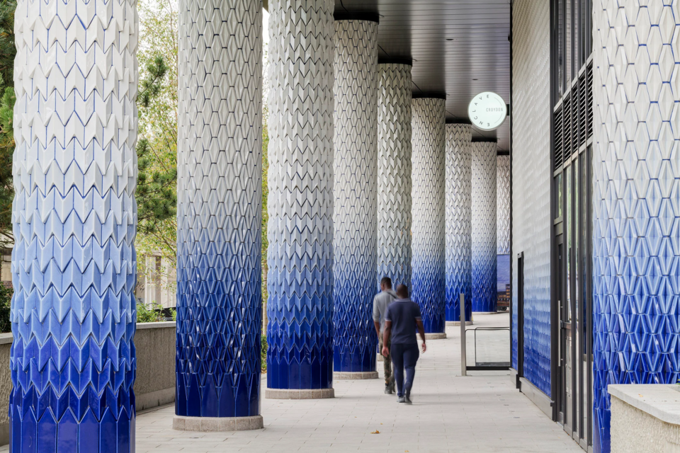 A colonnade decorated with three-dimensional porcelain tiles ...